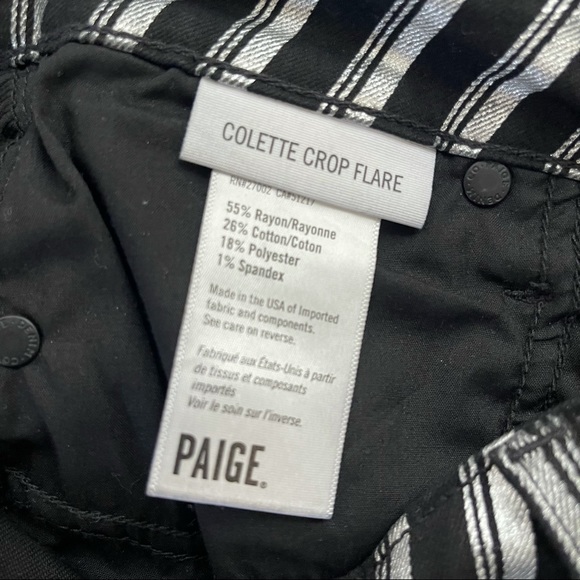 PAIGE | Jeans | Nwt Paige Black And Silver Striped Collette High Rise ...